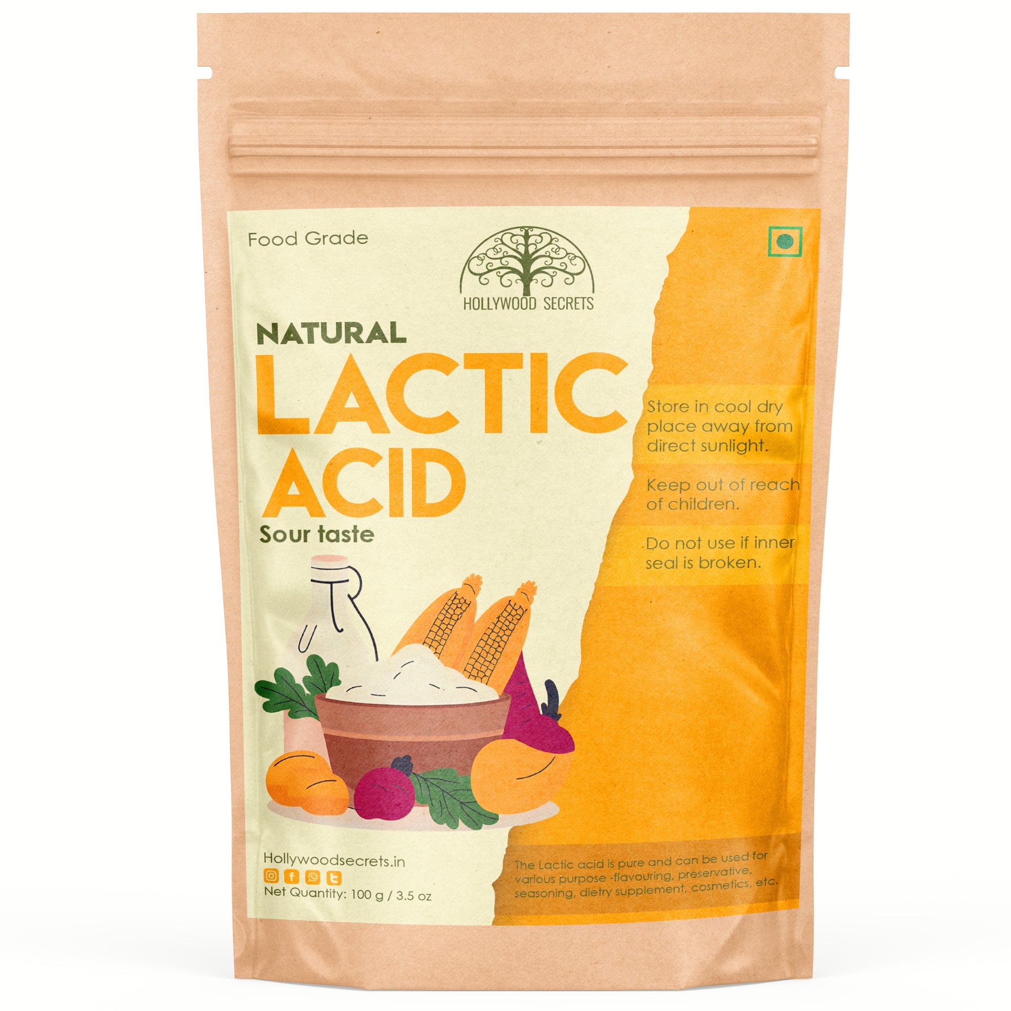 BUY Hollywood Secrets 100% Pure Lactic Acid Powder (100 Gms)