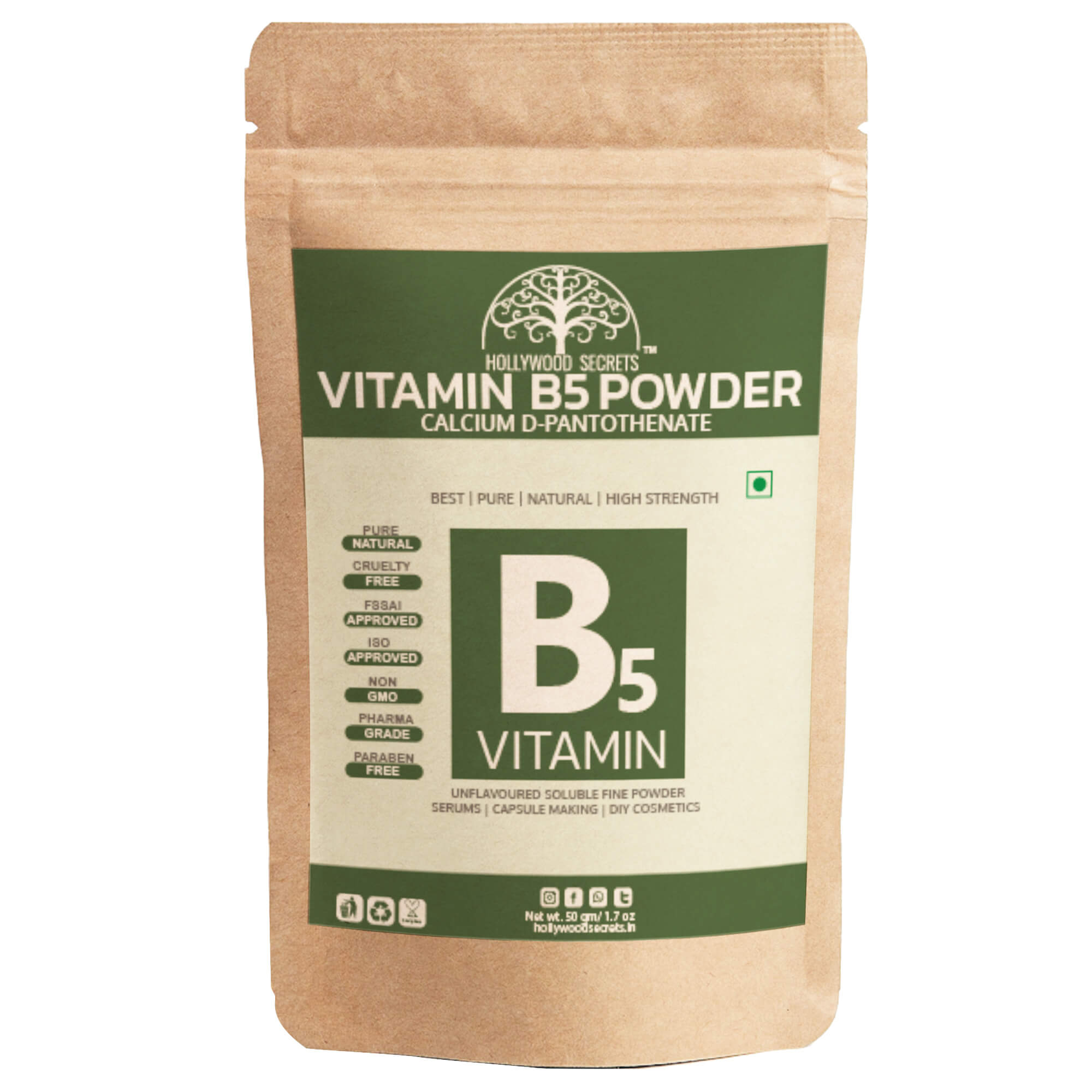 Vitamin B5 Calcium D Pantothenate powder 50gm – Hollywood Secrets