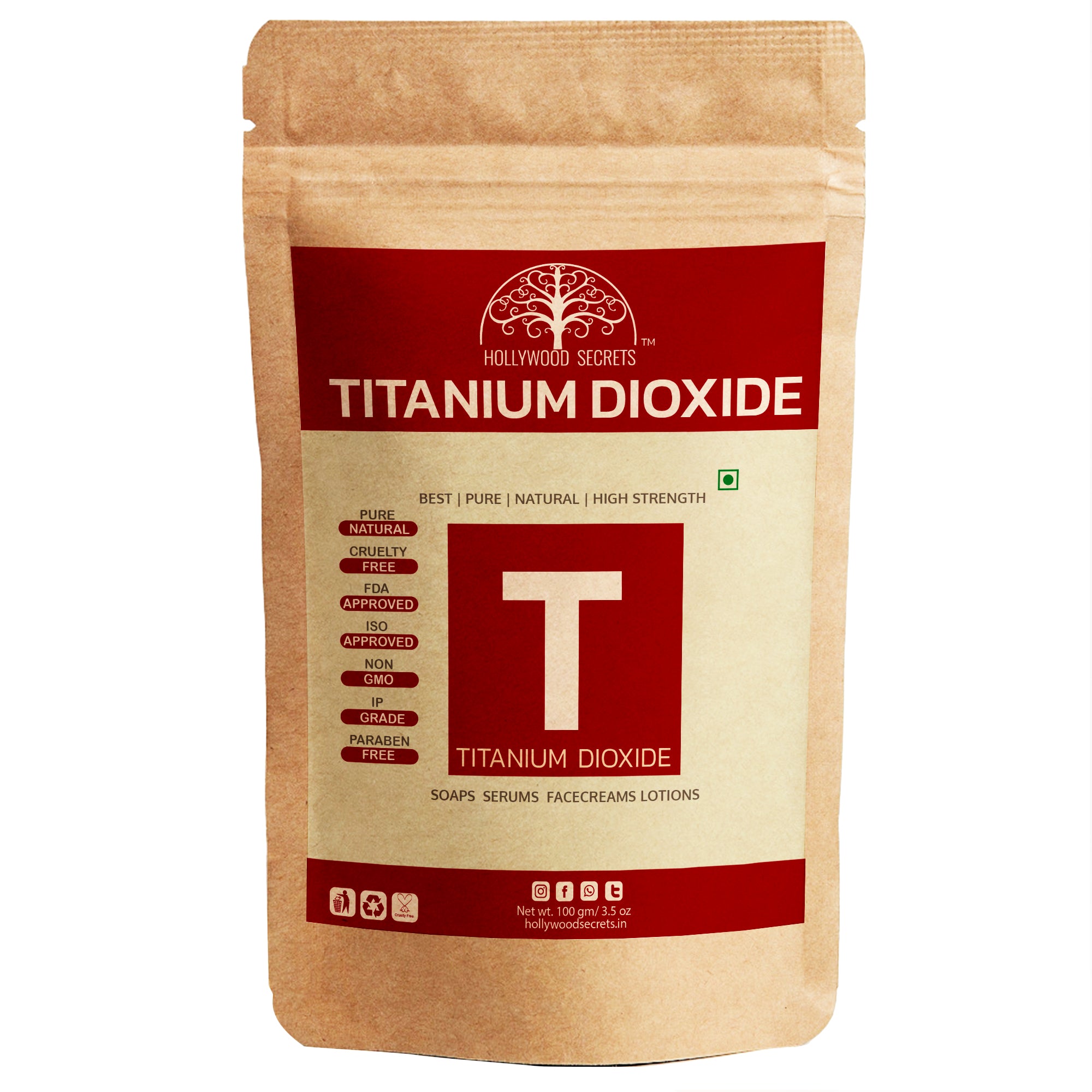 BUY Hollywood Secrets Titanium Dioxide Powder DIY Cosmetics 100gm
